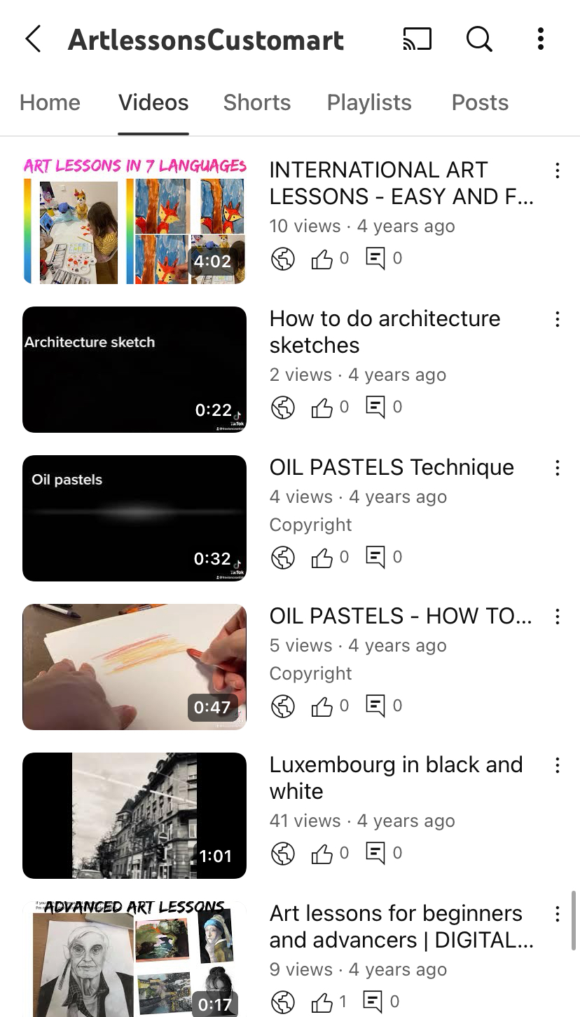 FREE YOUTUBE LESSONS – ArtlessonsCustomart